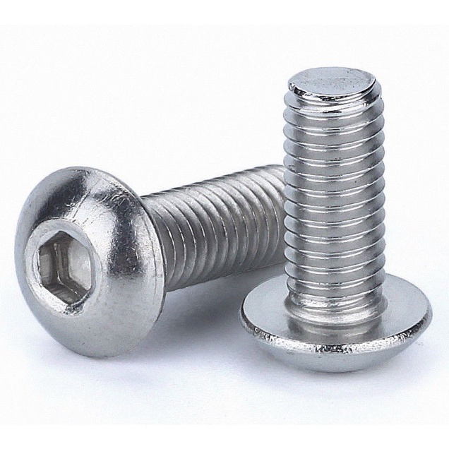 (1pcs) M3, M4, M5, M6 Stainless Steel 304 Hex Socket Button Head Screw Mushroom Head Screw ...