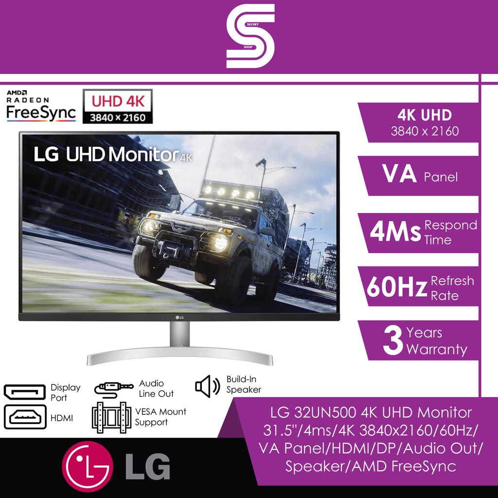 LG 32UN500 4K UHD Monitor - 31.5"/4ms/4K 3840x2160/60Hz/VA Panel/HDMI ...