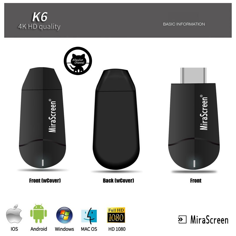 4K HD Mirascreen 🔥 K6 Wireless Display Dongle Mirror Screen Android ...