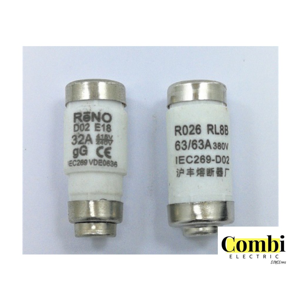 D02 32A/63A Bottle Fuse Ceramic Fuse Link 500V | Shopee Malaysia