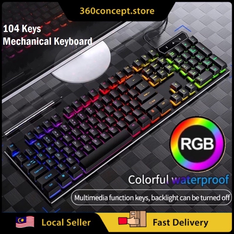 RGB Light Mechanical Keyboard V4 Led Backlit Usb 104 Keys Keyboard ...