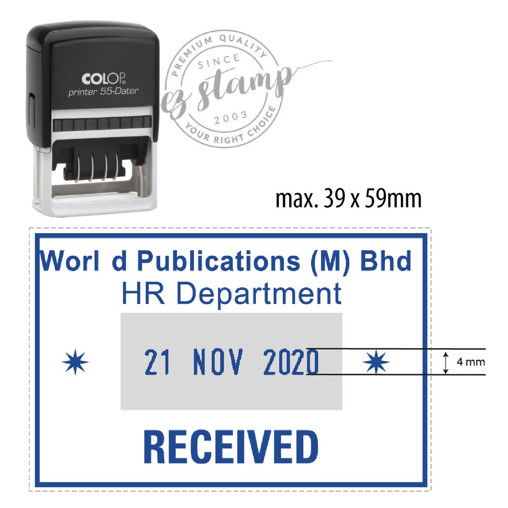 COLOP Printer 55 Custom Dater (P55D, max.39x59mm) /DATE STAMP/ COP GETAH AUTOMATIK BERTARIKH ...