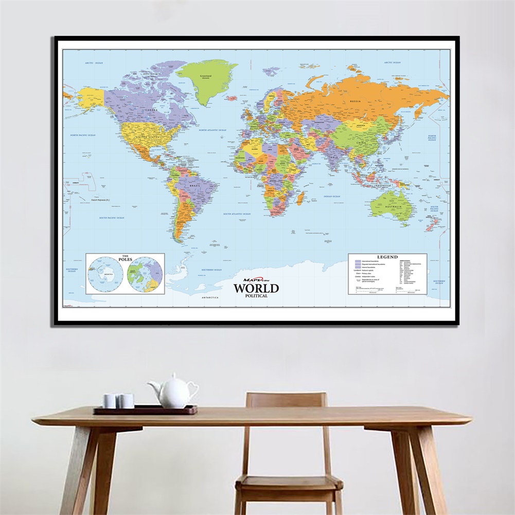 【Hot Style】 World Map - Educational Map Large Poster Prints Wall ...