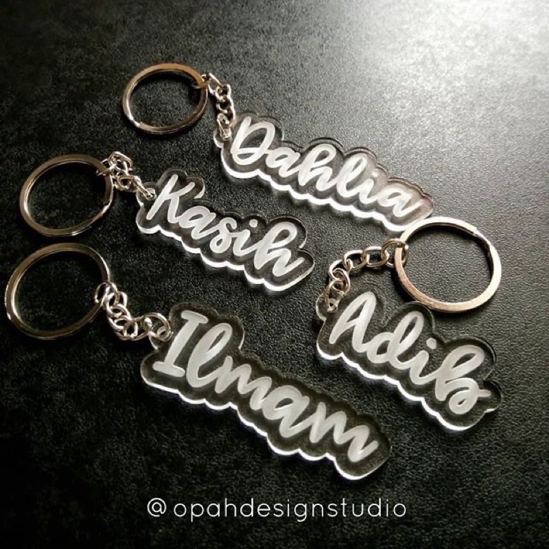 Name Keychain Pattern / Keychain Nama Berbentuk (Engraving/Ukir ...