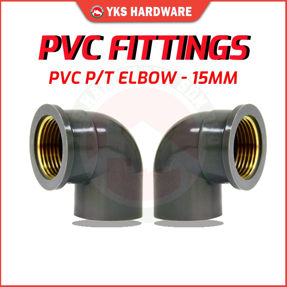PVC FITTINGS - PVC P/T ELBOW - 15mm - BRASS THREADED | Shopee Malaysia