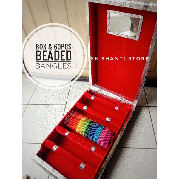 (BOX + BANGLES) WOODEN BOX 60pcs BEADED BANGLES VALAVI VALAYAL | Shopee ...