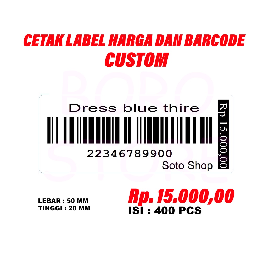 Print LABEL PRICE 50 x 20 mm CONTENTS 400 pcs / SERVICES PRINT STICKER ...