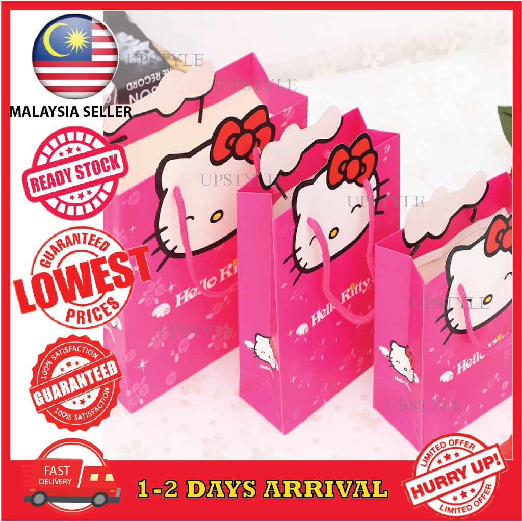 [1 PCS] Hello Kitty Paper Bag Cute Tote Handbag Birthday Gift Bag ...