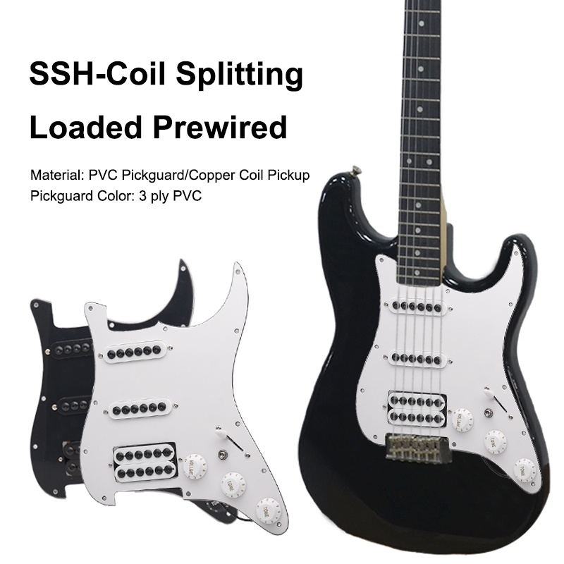 SSH-Coil Splitting Electric Guitar ST Style Loaded Pickguard with On/On ...