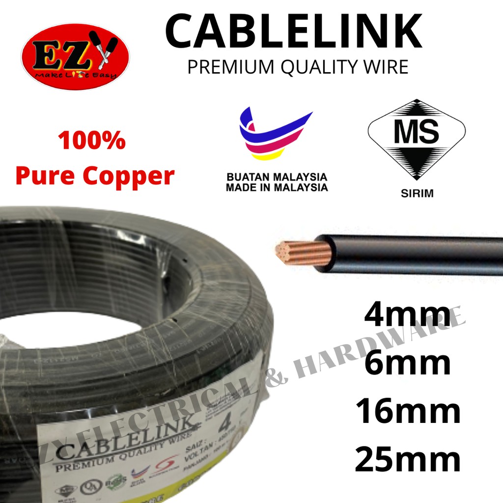 4MM 6MM 10MM 16MM 25MM PER METER SIRIM APPROVAL PVC CABLE WIRE 100% ...