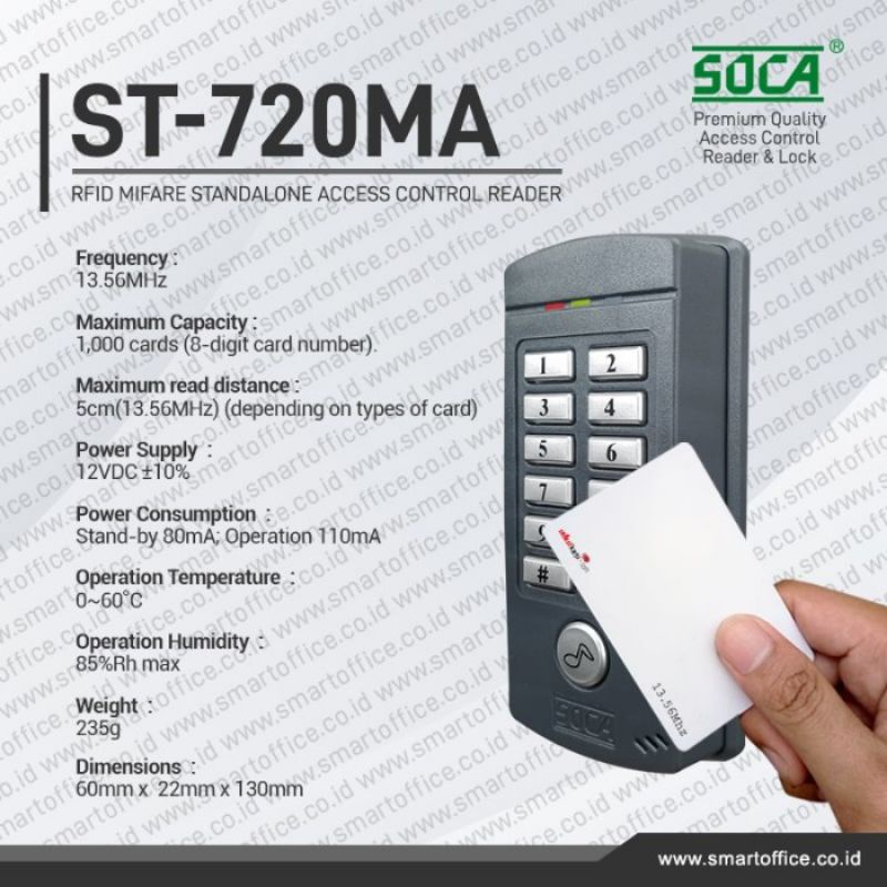 Soca ST-720MA Standalone Access Control Reader RFID Mifare 13.56Mhz | Shopee Malaysia