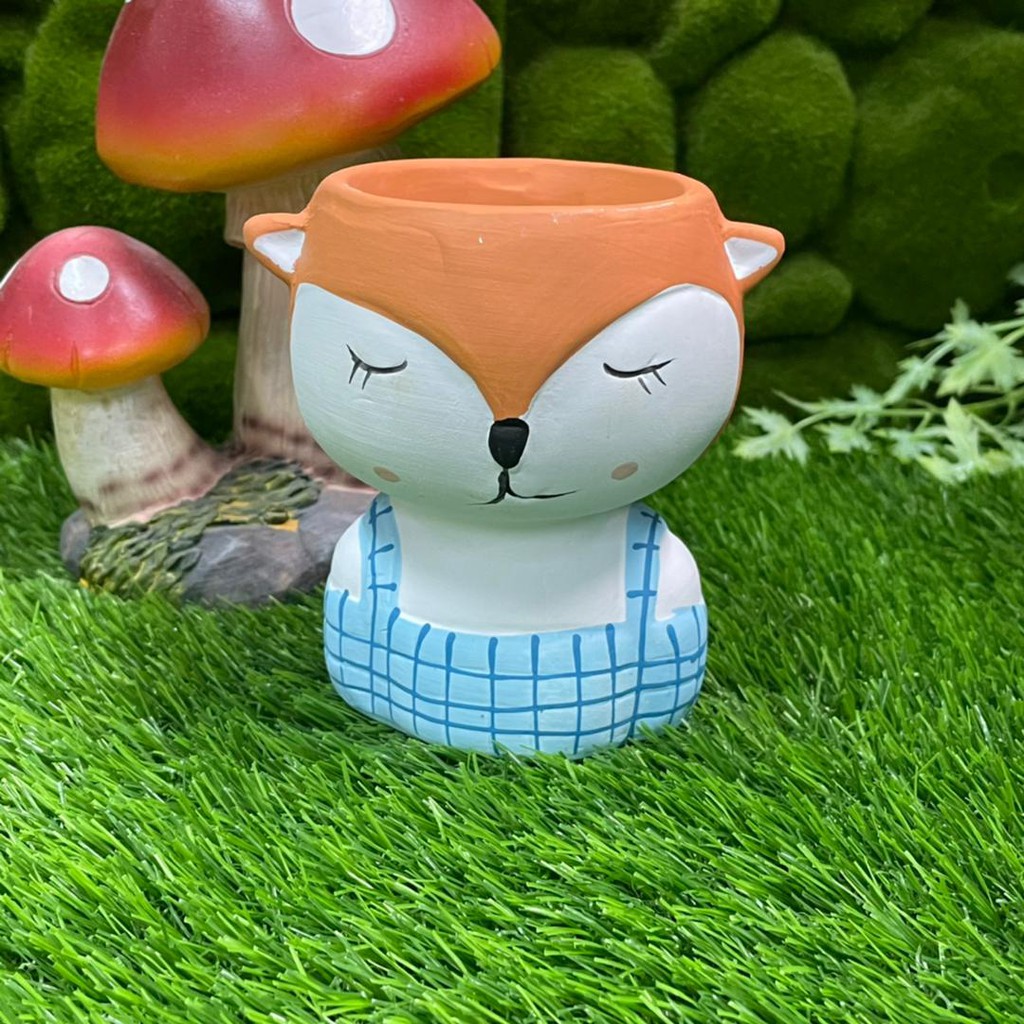 Cute Mini Cement Cartoon Cactus Succulent Flower Pot Vase Animal Indoor ...