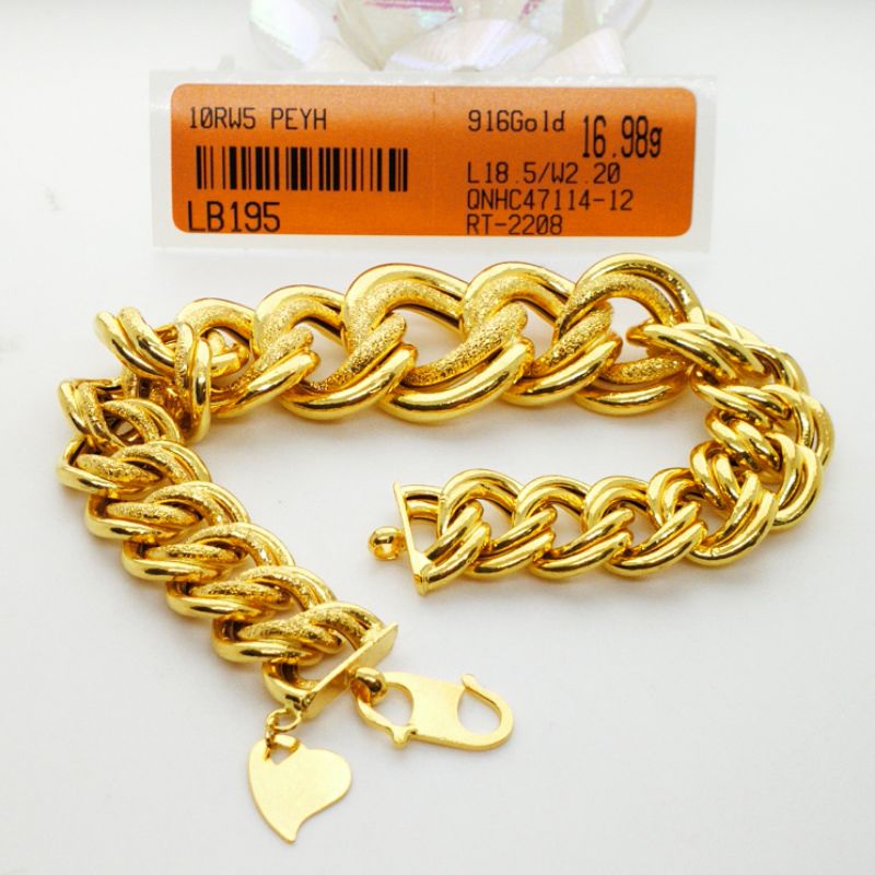Rantai Tangan Coco Perut Ular Kosong Emas 916 Yon Hing | Shopee Malaysia