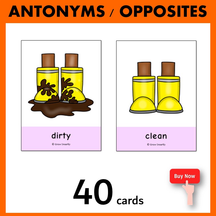 40 pcs Antonyms Opposites Flash Card for Kids Adjectives English Flash ...