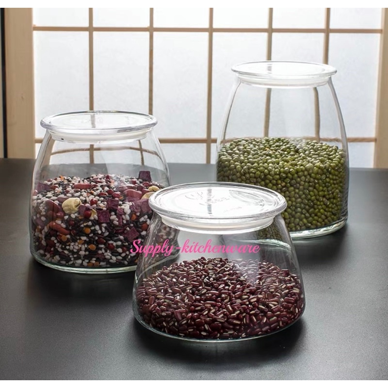 LIBBEY GLASS STORAGE SEALED JAR / DRIED FRUIT CANISTER / CANDY JAR ...