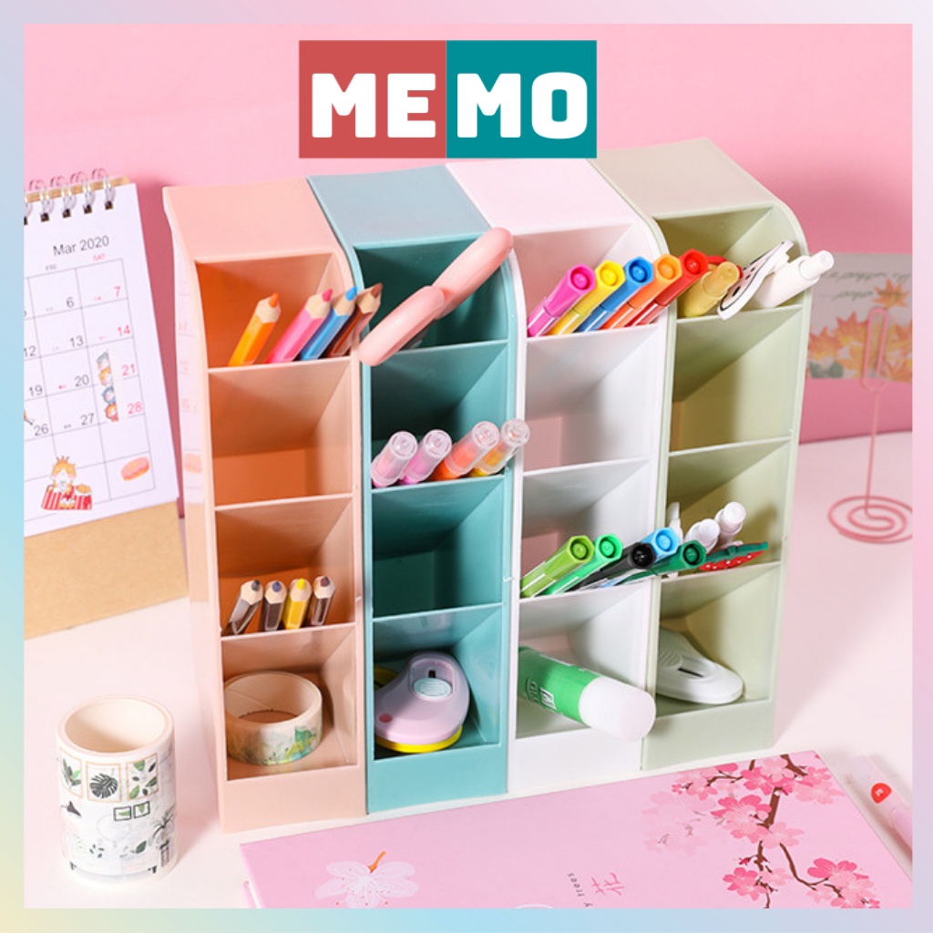 Memo pen holder, 4-layer multi-purpose pen box, study desk decoration ...