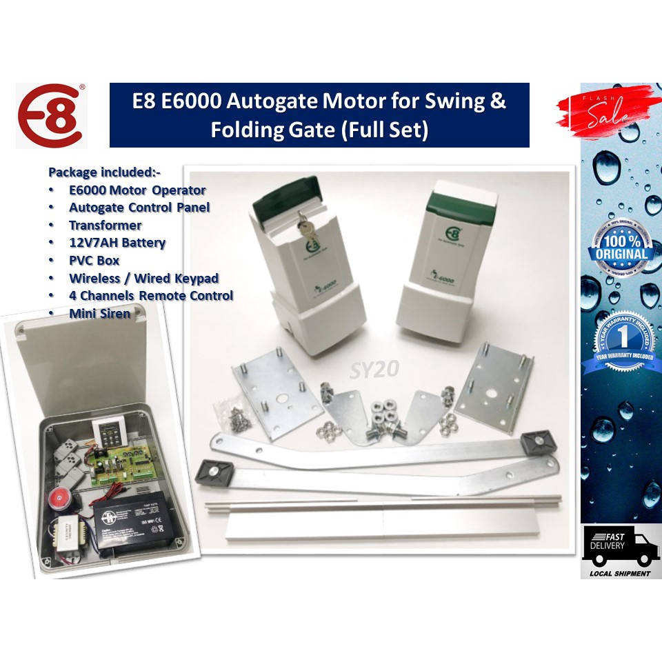E8 E6000 Autogate Motor for Swing & Folding Gate (Full Set) | Shopee ...