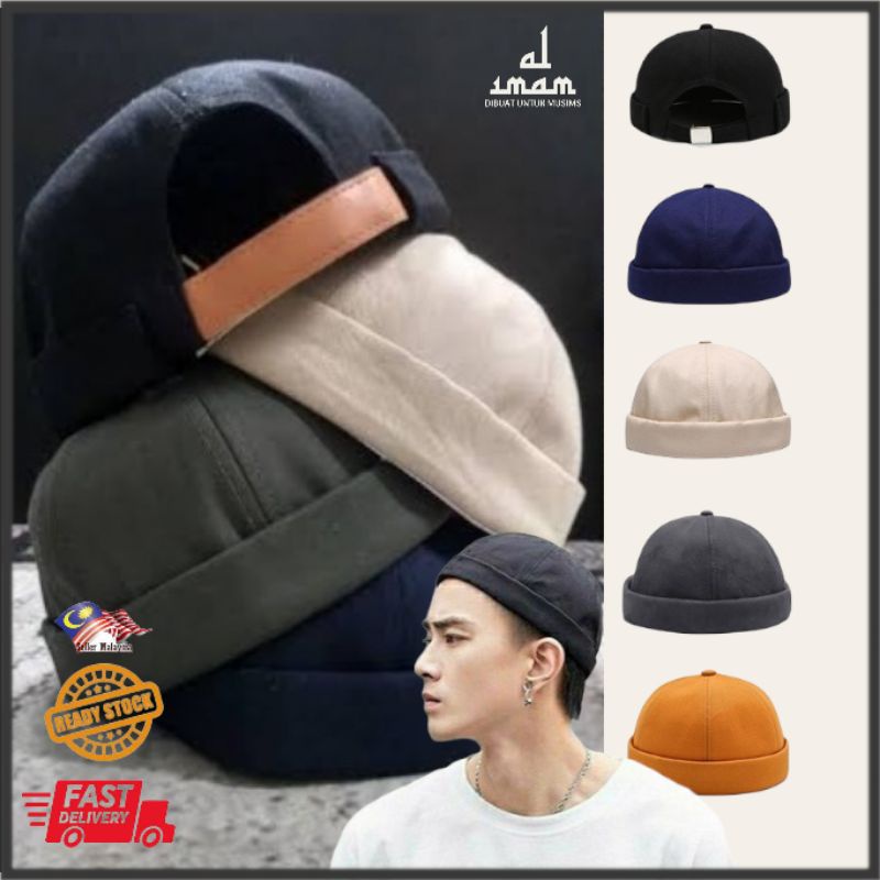 Miki HAT Cap PECI, Sailor Cap Brimless Hat, Vintage Melon hat Cotton ...