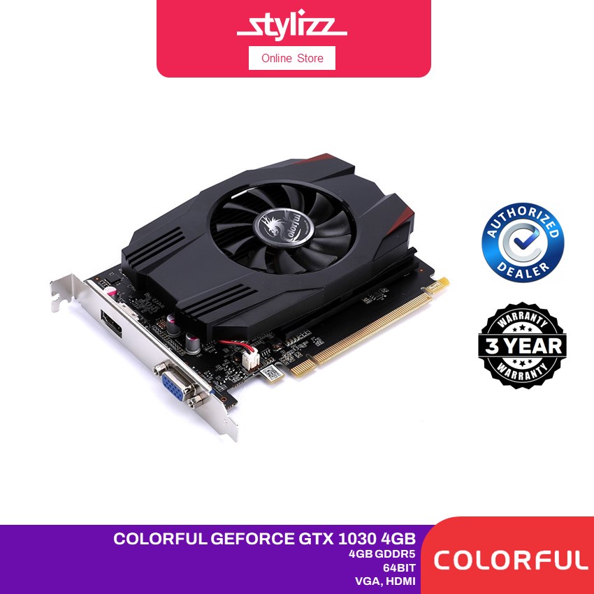 COLORFUL GT1030 4GB GRAPHIC CARD - 64bit, Memory clock 1050mhz GDDR5 ...