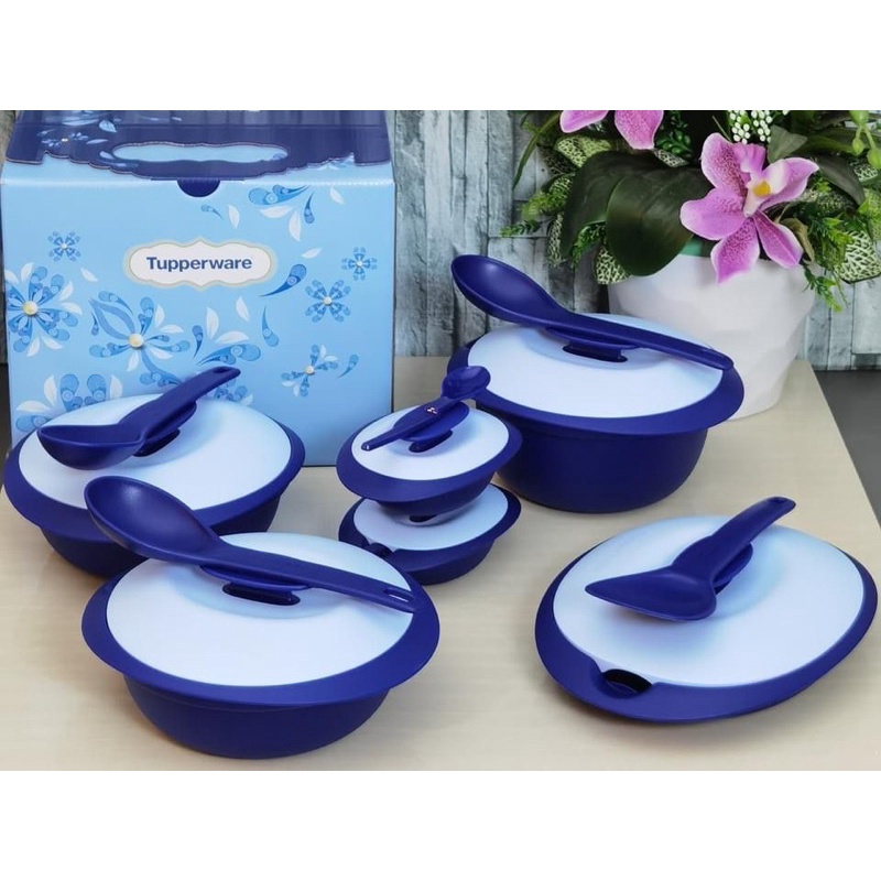 Tupperware Royale Blue Petit Serveware Set | Shopee Malaysia