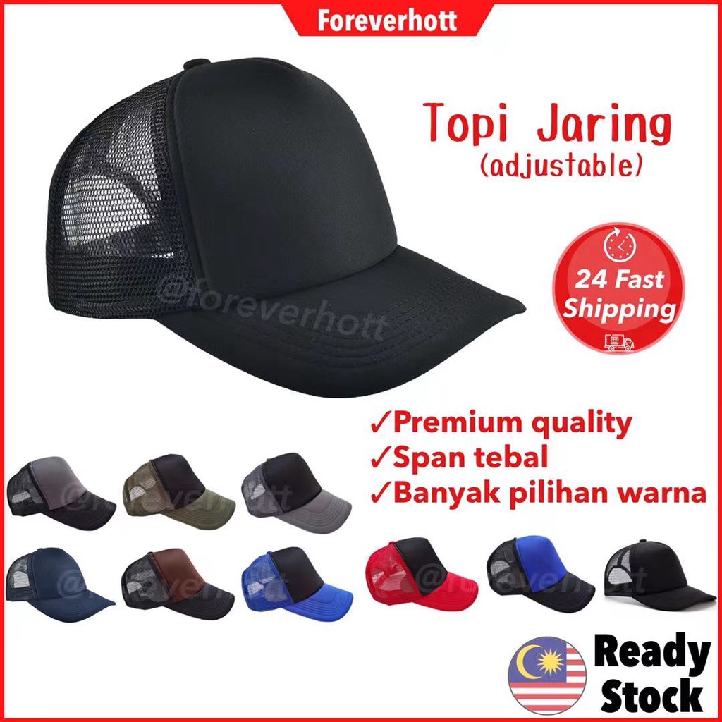 Topi Jaring Kosong Warna Trucker Baseball Caps Plain Colorful Basic Cap Hlaf Mesh Bone Casquette ...