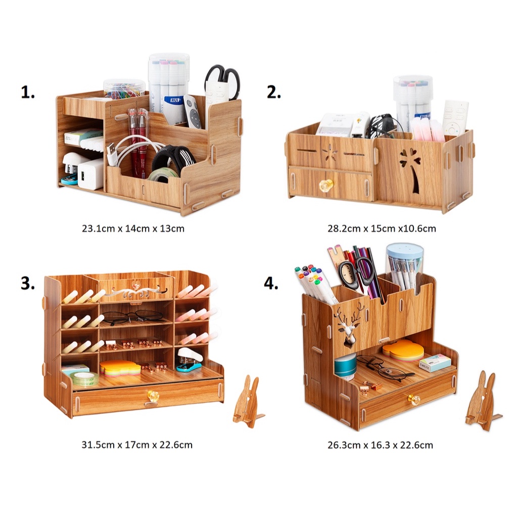 Diy Wooden Stationery File Rack Drawer Organizer Pen Book Storage Laci ...