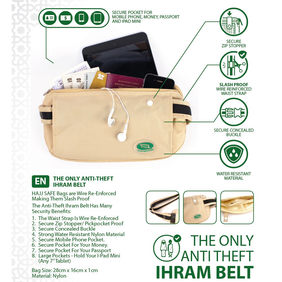 Tali Pinggang Ihram Ehram Anti Curi Exclusive / ANTI-THEFT IHRAM EHRAM ...
