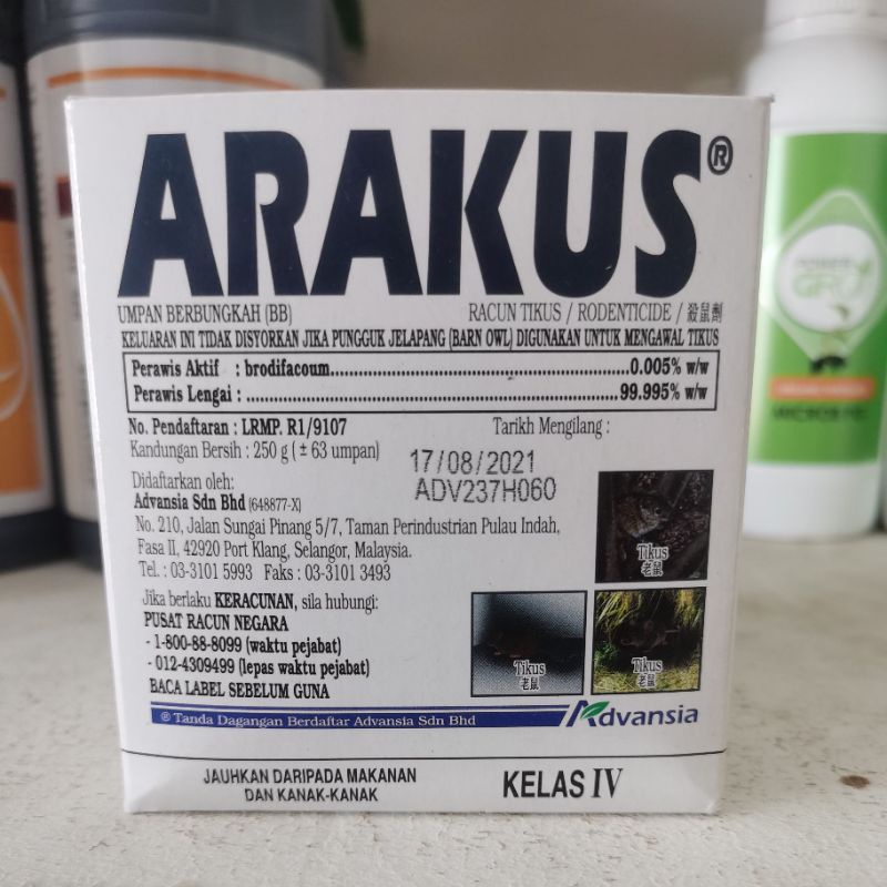 ARAKUS 250 G (60 umpan) brodifacoum RACUN TIKUS BERKESAN | Shopee Malaysia