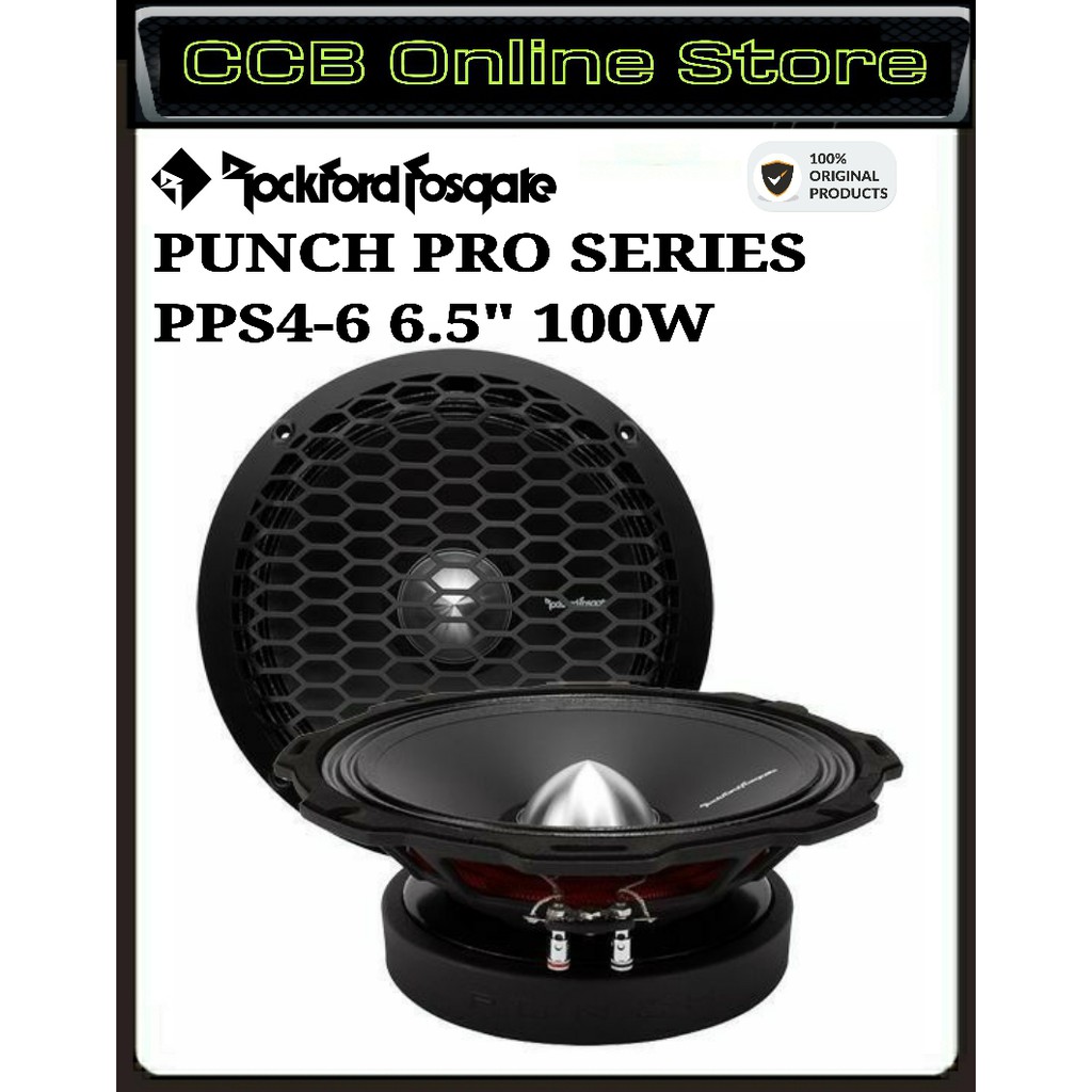 Rockford Fosgate PPS4-6 Punch Pro Single 6.5" 4-Ohm Midrange 100 Watts ...