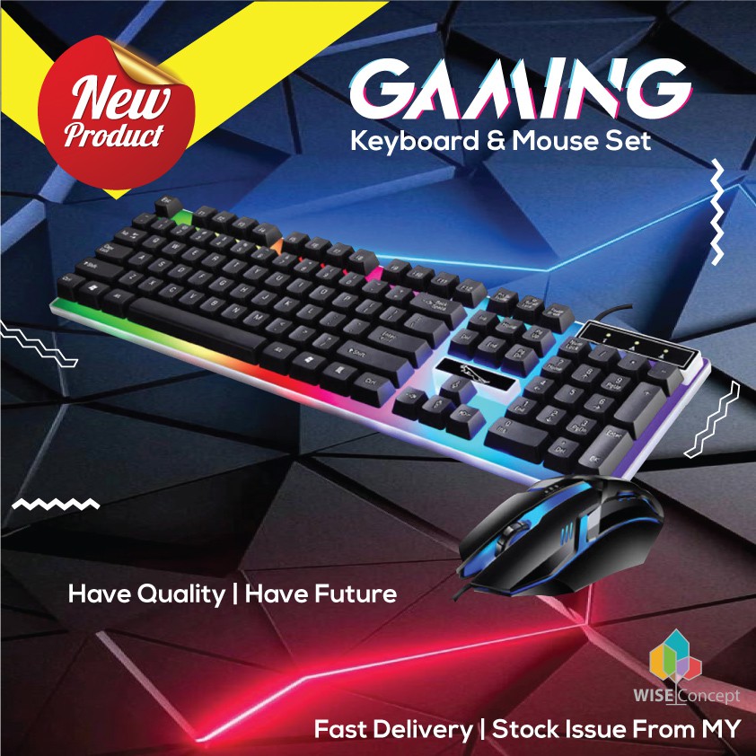 [GAMING] G21B Wired Gaming Keyboard and Mouse Set Colorful LED Backlit ...