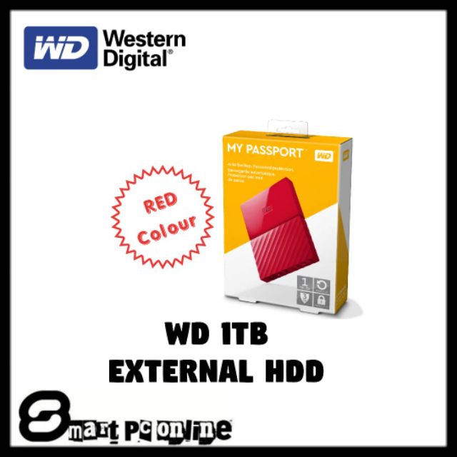 WD MY PASSPORT 1TB EXTERNAL HARD DISK RED Colour ( 100% Original ...
