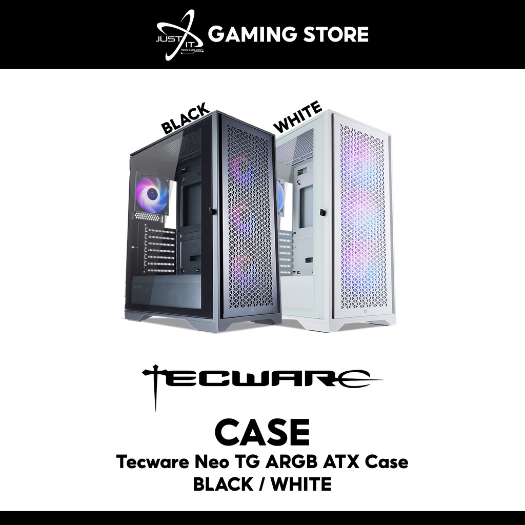 TECWARE NEO TG ATX ARGB CASING WITH 4 ARGB FAN ( BLACK / WHITE ...
