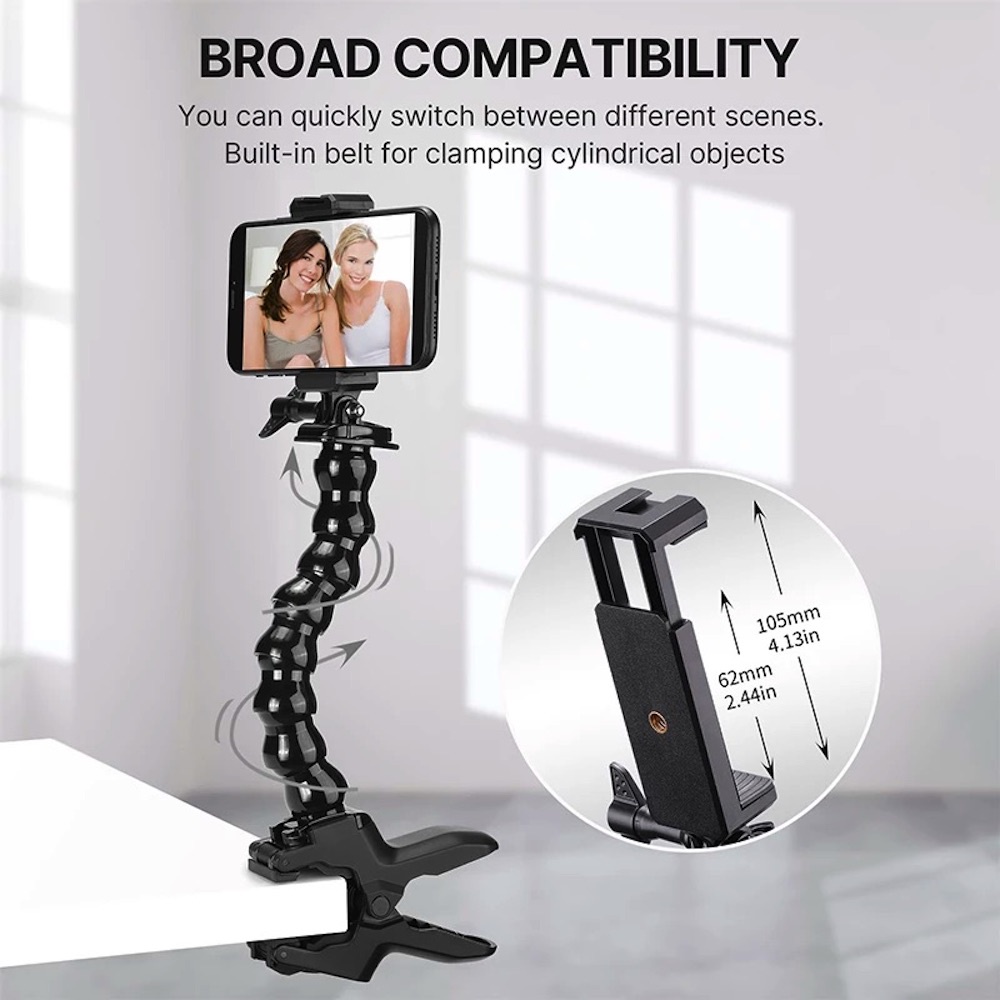 ULANZI MP-4 Jaws Clamp Gooseneck Mount Phone Holder Clip for Smartphone ...