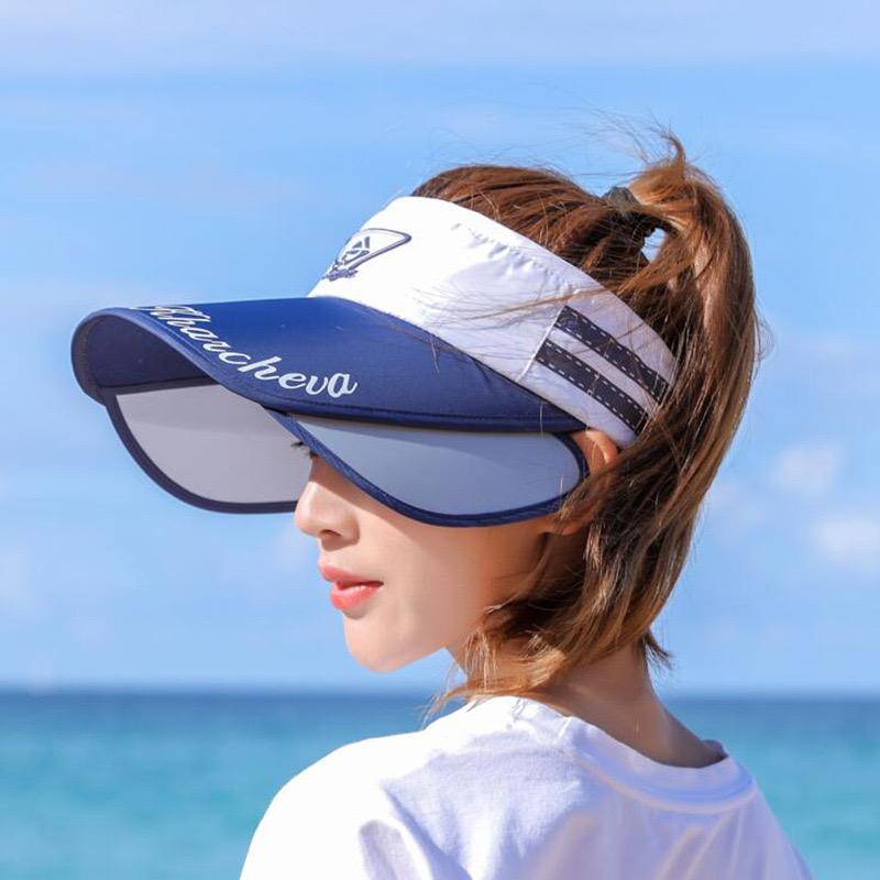 Logo Brand Visor Sports half Hat UV Protection Sun Block Caps Side ...