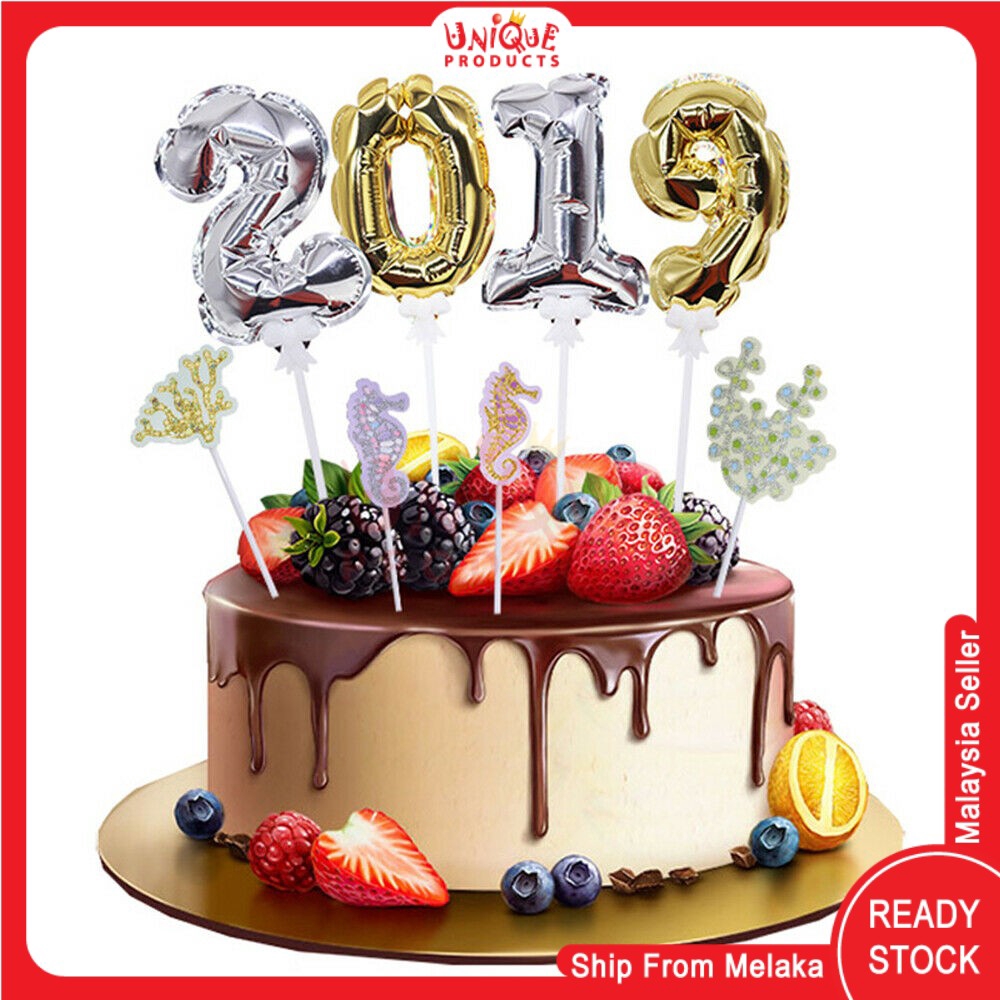 5 Inch Auto Inflate Gold Numbering Balloon Cake Topper Flower Topper ...