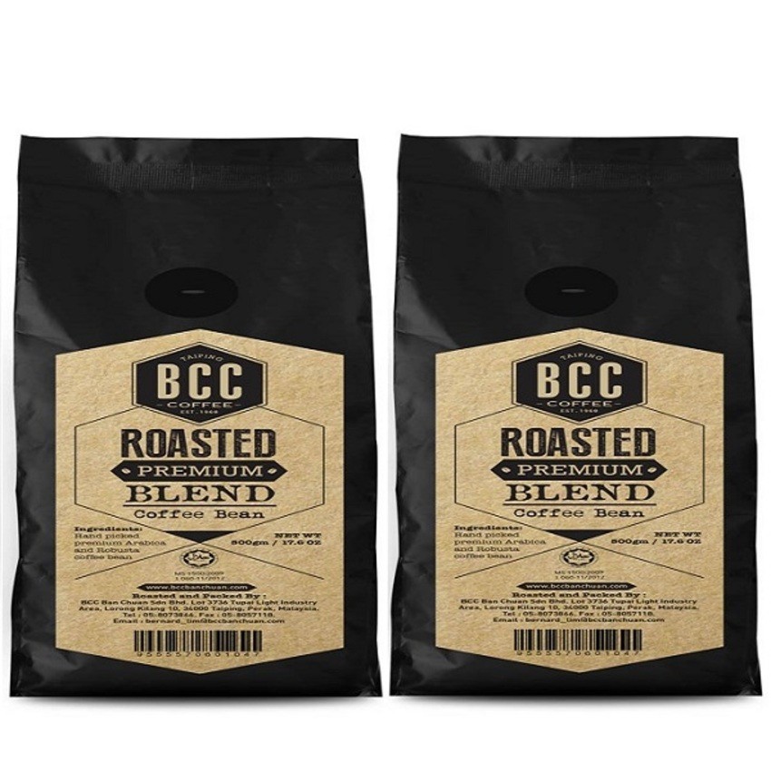 BCC Roasted Premium Blend Coffee Bean 500gm x 2 + FREE 4 sachet BCC 3 ...