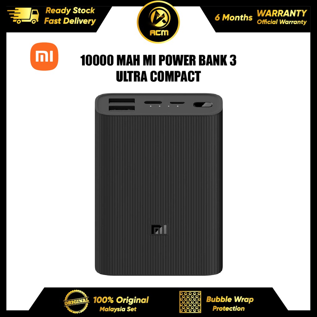 Xiaomi 10000 mAh Mi Power Bank 3 Ultra Compact 100% Original | Shopee ...