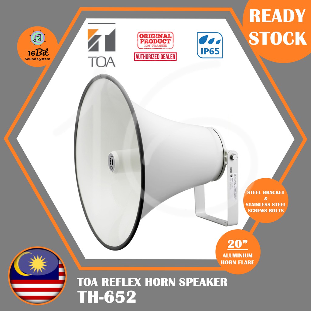 TOA Horn Set 20'' Reflex Horn Speaker with 30watt/50watt/60watt TOA Driver Unit (TH652 / TU632M ...