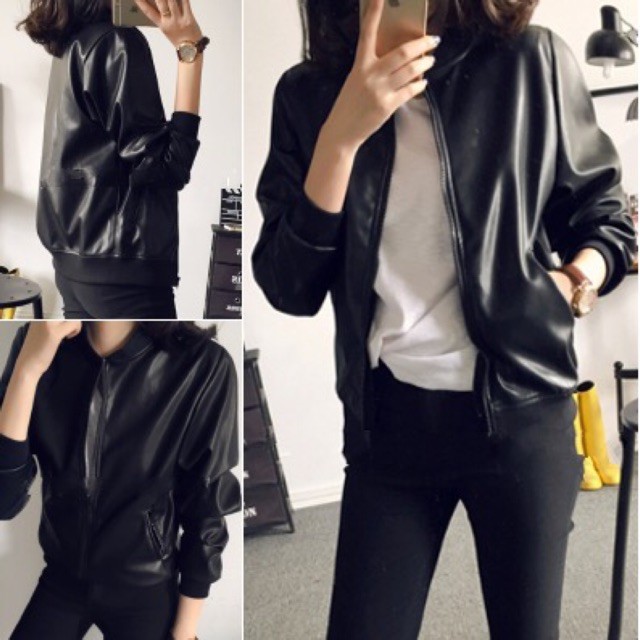 【MSIA READY STOCK】Women Black Leather Jacket | Shopee Malaysia