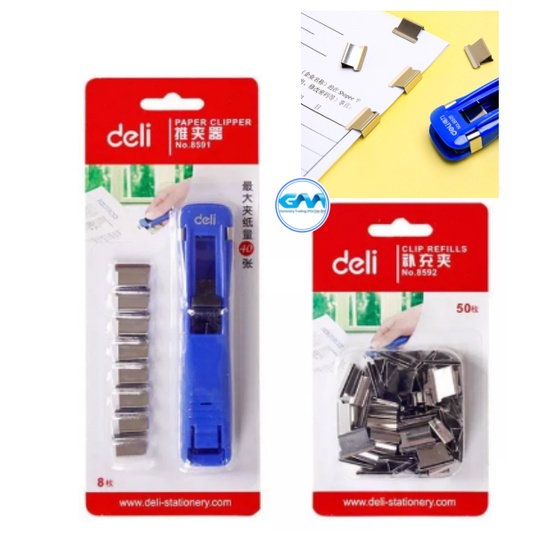 Deli 8591 Paper Clipper | Refill Clips Dispenser | Stapler Clip Push ...