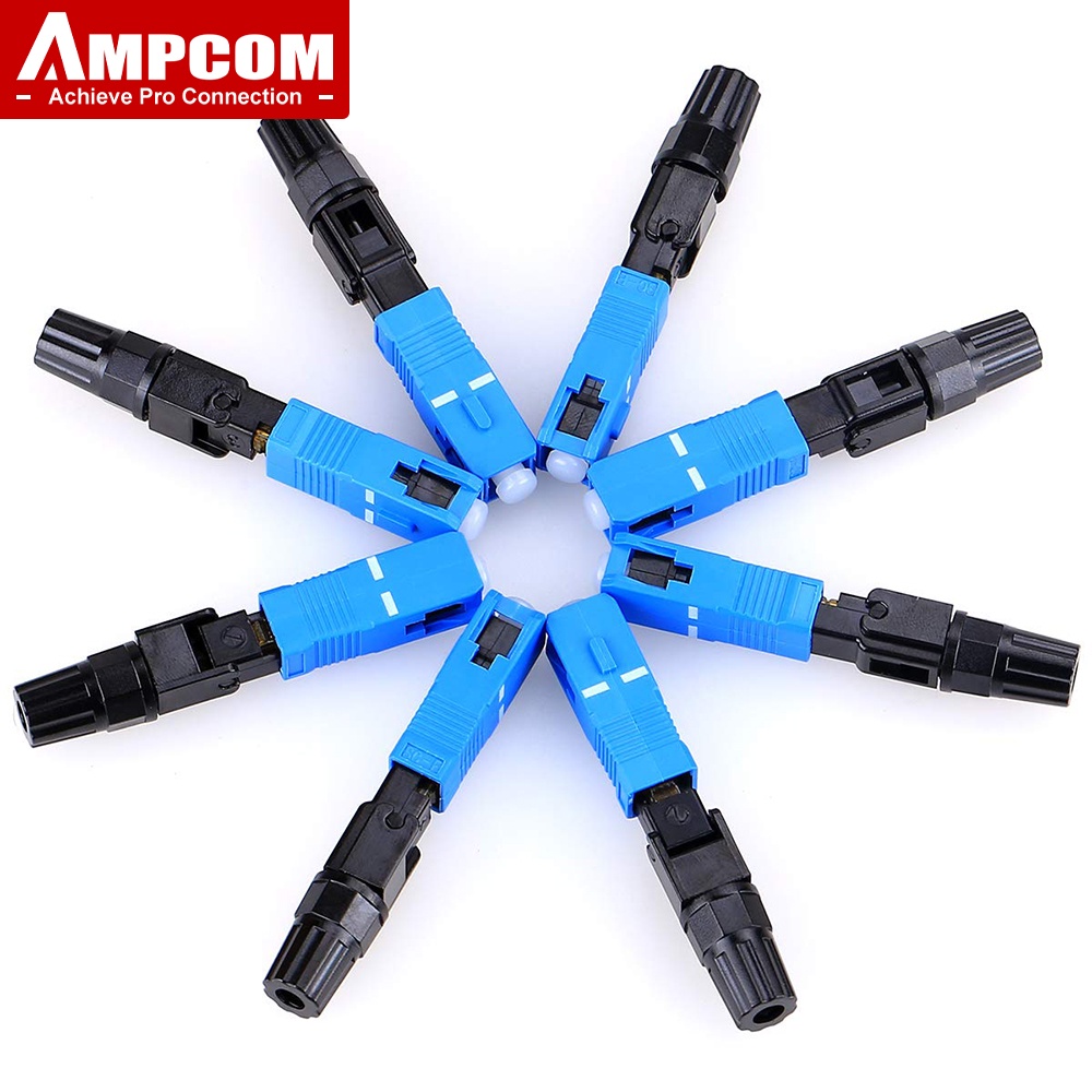 AMPCOM Fiber Optics Fast Connector, Single Mode SC UPC APC Quick Connector Adapter for 9/125um ...