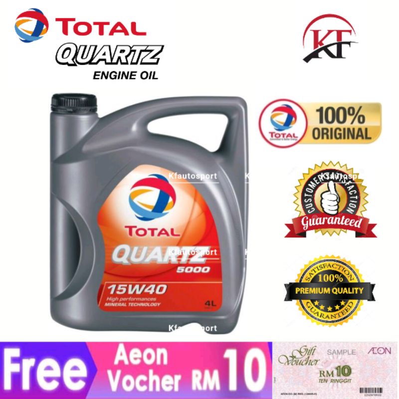 ENGINE OIL TOTAL QUARTZ 15W40 MINERAL SYNTHETIC 5000 (4L) | Shopee Malaysia