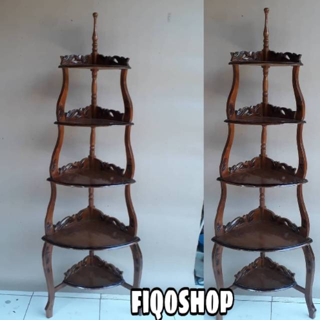 KAYU Corner Display Rack Corner Stacking Corner Carved Teak Wood ...