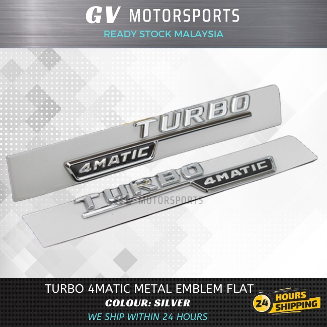 READY STOCK 2 Pieces TURBO 4MATIC 4MATIC+ ABS Flat Letter Logo Car Auto ...