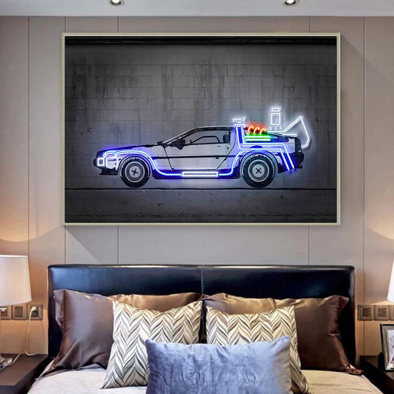Astrdecor Car Neon Decoration Prints Retro Sports Cars Wall Art ...