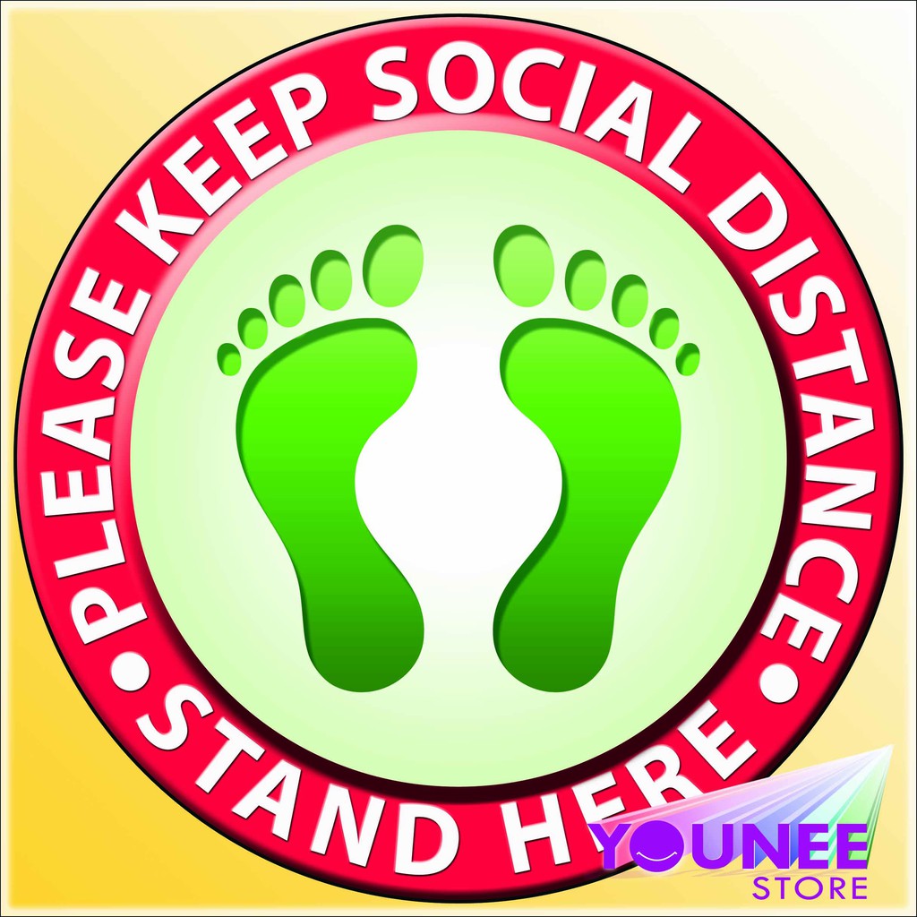 KEEP SOCIAL DISTANCE FLOOR STICKER, STAND HERE STICKER, STICKER JARAK ...