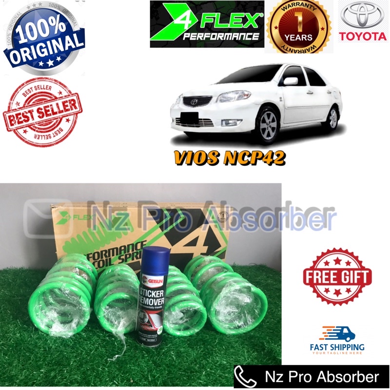 4Flex Spring sport toyota vios ncp42/Vios 1st model set | Shopee Malaysia