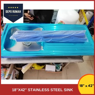 18" x 42" Sinki Dapur Stainless Steel Sink With Sink Stand Complete Set ...