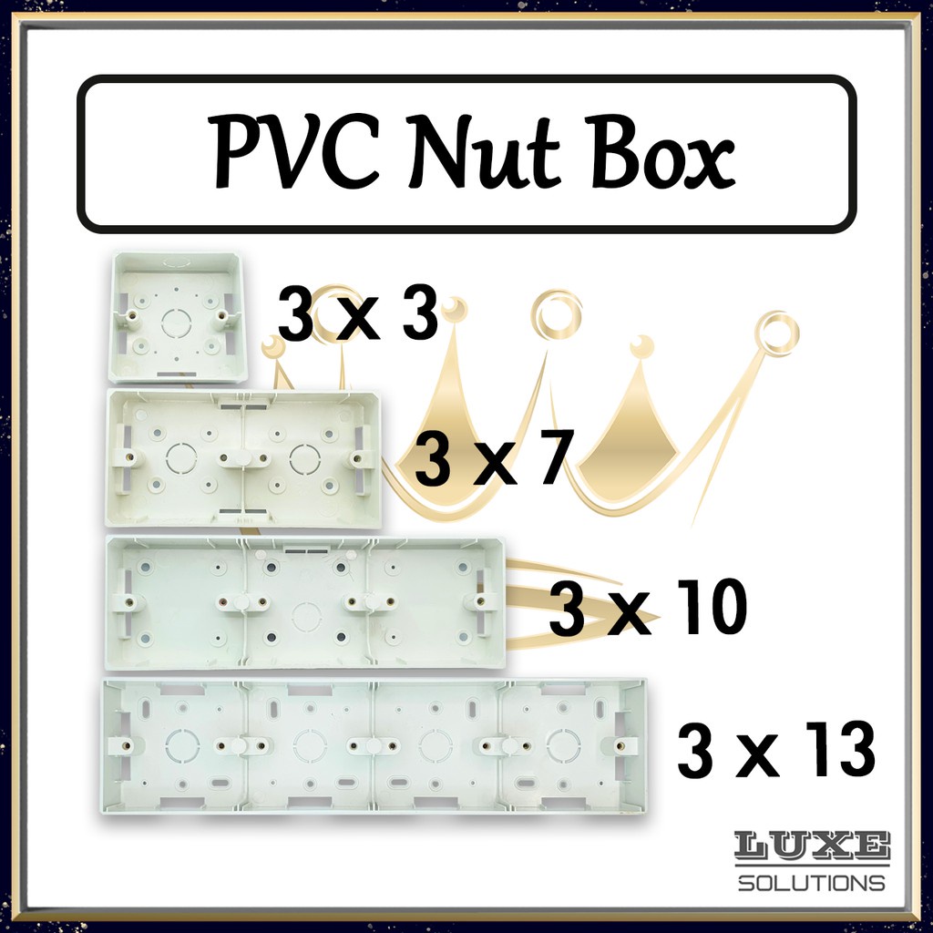 PVC Nut Box 3x3 / 3x6 / 3x7 / 3x10 / 3x12 White Surface Type Switch ...