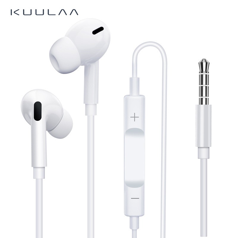 KUULAA Wired Headset In Ear Flat Wire Earplugs 3.5mm Headset Earphone ...